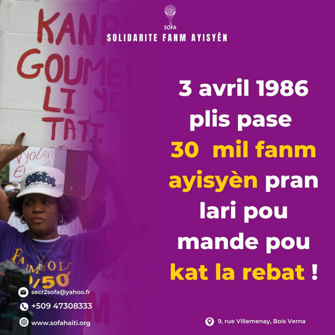 Solidarite Fanm Ayisyèn salue la mémoire des instigatrices du mouvement ...